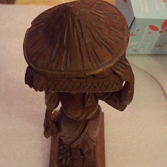 Vintage | Jewelry | Vintage Engraved Farmer Lady Walnut Wood | Poshmark
